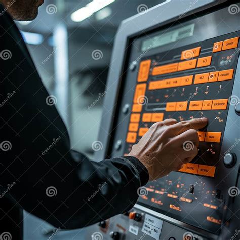 Cnc Machine Control Panel Operated By Hand For Precise Data Input Demonstrating Advanced