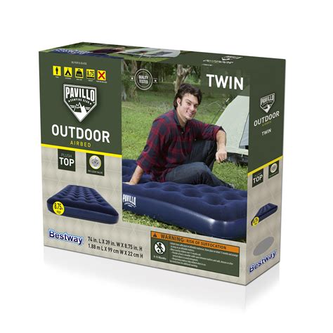 Bestway Twin Size 8.5" Flocked Air Bed for Camping and Guest Use, Blue ...