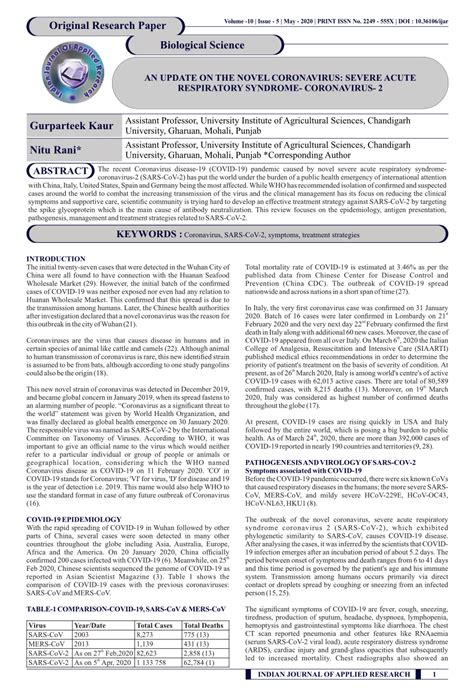 Pdf An Update On The Novel Coronavirus Severe Acute Respiratory