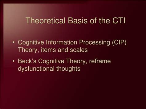 Ppt Applying Cognitive Information Processing Cip Theory To Career Counseling And Services