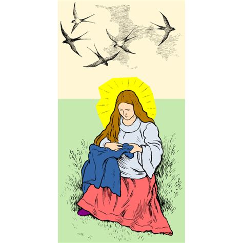 Young Virgin Mary And Swallows Free Svg