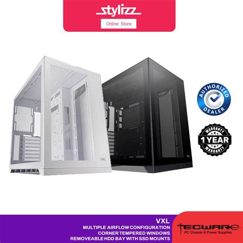 Tecware Vxl Dual Chamber Vxr Tg Atx Gaming Case Chasis Black White