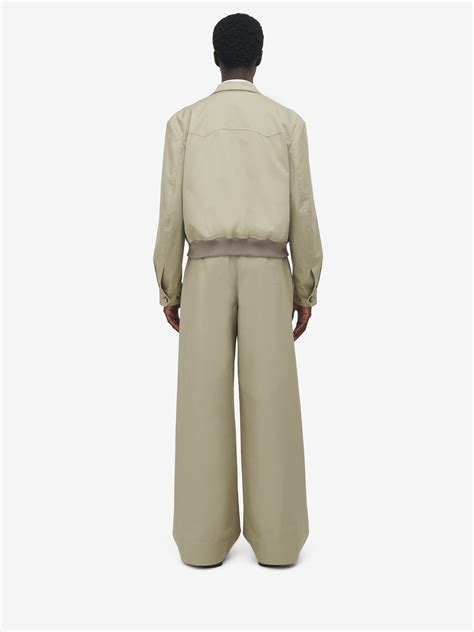 Mens Cropped Harrington Jacket In Brown Alexander Mcqueen Gb