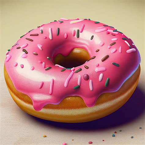 Pink Donut Ai Generated Realistic Illustration Of A Pink Donut Stock