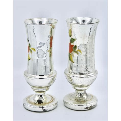 Mid Century Vintage Silver Mercury Glass Vases A Pair Chairish