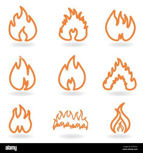 Flame And Fire Symbols Stock Vector Image And Art Alamy