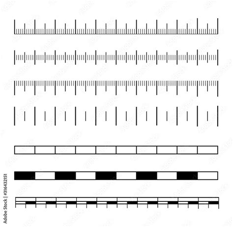 Set Of Size Indicators With Different Unit Distances Measuring Scale