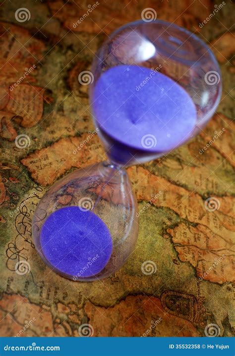 Zandloper Sandglass Zandtijdopnemer Zandklok Op De Oude Kaart Van De