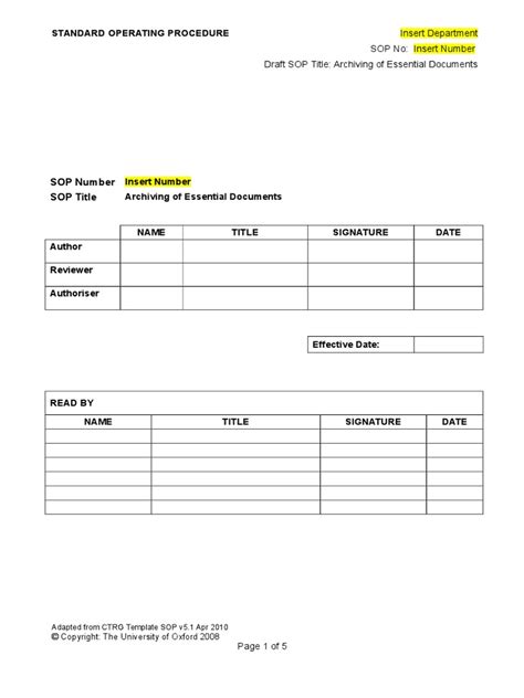 Data Archiving Plan Template