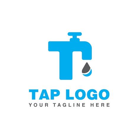 Logo Du Robinet Avec Une Goutte Et Une Goutte Deau Bleue Vecteur Premium