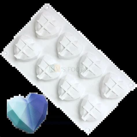 8 Cavity 3d Love Diamond Gem Heart Shape Small Pinata Entremet Silicone