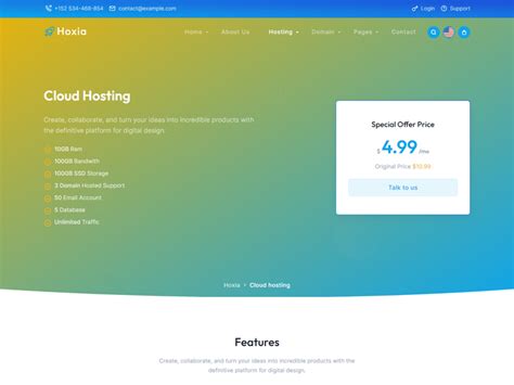Hoxia React Web Hosting Web Domain Template