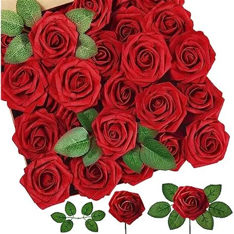 Rosas Artificiales 50 Unidades De Rosas Falsas Tallos Cuotas Sin