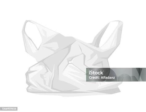 흰색 배경에 쓰레기 또는 쇼핑 벡터 그림에 흰색 사용 비닐 봉지 일회용 가방 가방에 대한 스톡 벡터 아트 및 기타 이미지