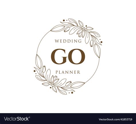 Go Initials Letter Wedding Monogram Logos Vector Image