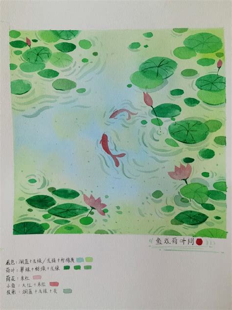 荷叶的水彩画 画一幅荷花荷叶的水彩画 博物迷