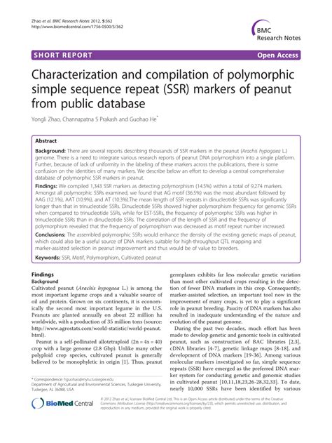 Pdf Characterization And Compilation Of Polymorphic Simple Sequence
