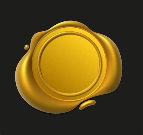 인감 왁 스 3d 골드 왁 스 캔들 스탬프 현실적인 벡터 렌더링 디자인 요소 프리미엄 벡터