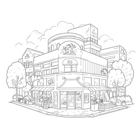 繪製帶有街道和建築物輪廓草圖的簡單設計 向量 商場繪圖 商場大綱 商場素描向量圖案素材免費下載，png，eps和ai素材下載 Pngtree
