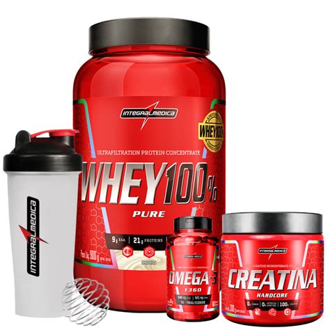 Whey 100 Pure Protein Concentrado 900g Ômega 3 Creatina 300g