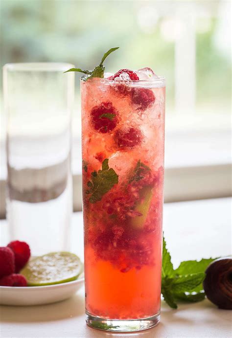 Non Alcoholic Raspberry Mojito Healthy And Naturally Sweetened