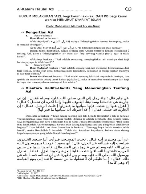 Hukum Azl Dan Kb Dalam Islam Pdf