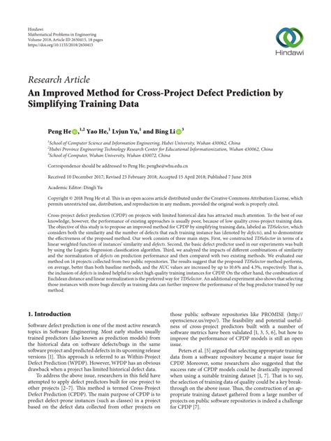 pdf an improved method for cross project defect prediction by