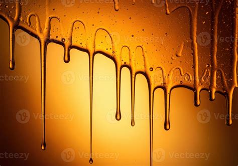 Abstract Flow Of Golden Honey Dripping Down A Surface With Warm Amber