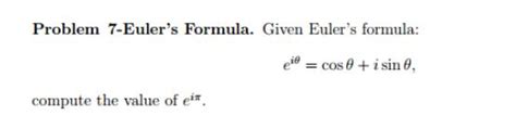 solved given euler s formula e itheta cos theta i sin