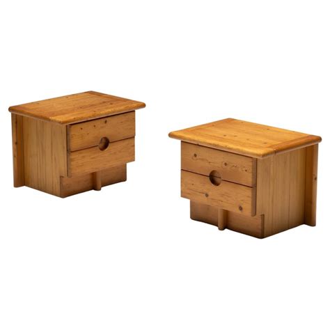 Brutalist Solid Pine Bedside Tables 1960s For Sale At 1stdibs