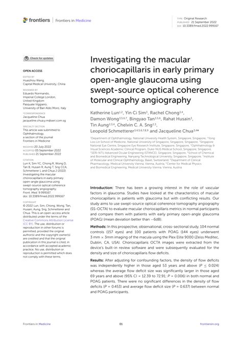 Pdf Investigating The Macular Choriocapillaris In Early Primary Open Angle Glaucoma Using