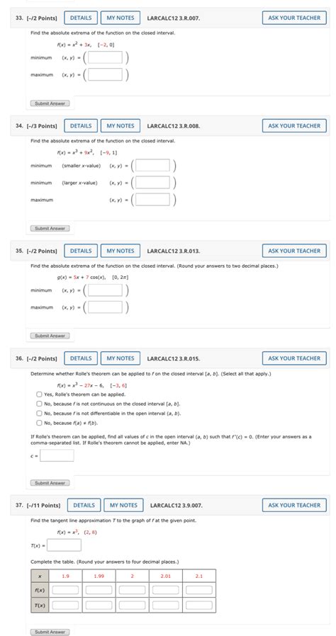 Solved 1 Find The Absolute Extrema Of The Function On The