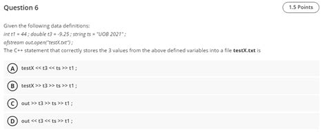 Solved Question Points Given The Following Data Chegg