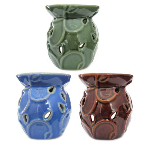 Ceramic Oil Diffusers With Leaf Pattern Set Of 3 Etsy