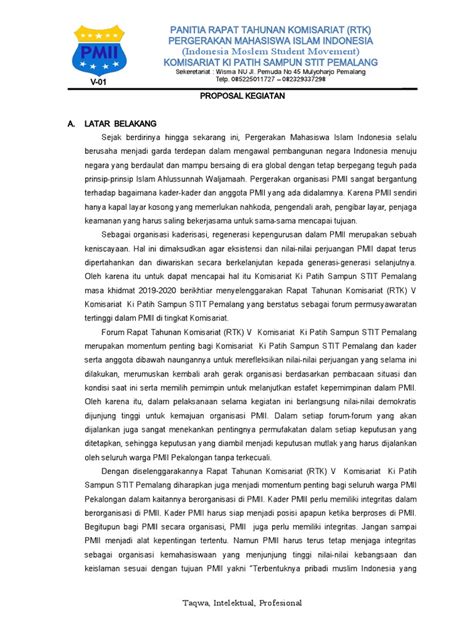 Proposal Rtk V Pmii Pemalang Pdf