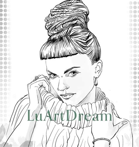 A Black And White Drawing Of A Woman Talking On A Cell Phone With Her