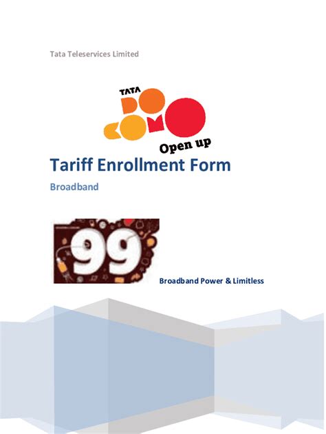 Fillable Online Tariff Enrollment Form Broadband Fax Email Print