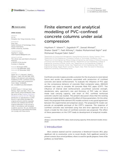 Finite Element And Analytical Modelling Of Pvc Confined Concrete