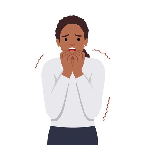 Afraid Scared Woman With Shock Expression On Face Vector Illustration