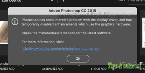 Memperbaiki Error Photoshop Has Encountered A Problem With The Display
