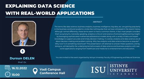 Explaining Data Science With Real World Applications İstinye University