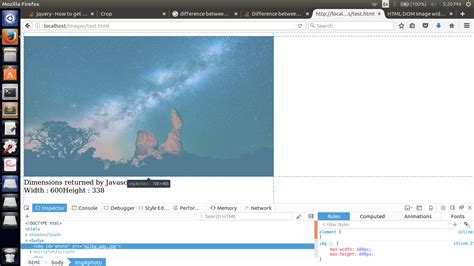 Html Difference Between The Img Tag Dimensions Seen In The Inspector