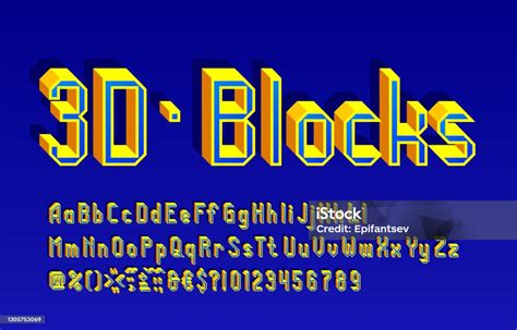 3d塊字母字體幾何字母數字和標點符號大寫和小寫向量圖形及更多一組物體圖片 一組物體 俄羅斯 大寫字母 Istock