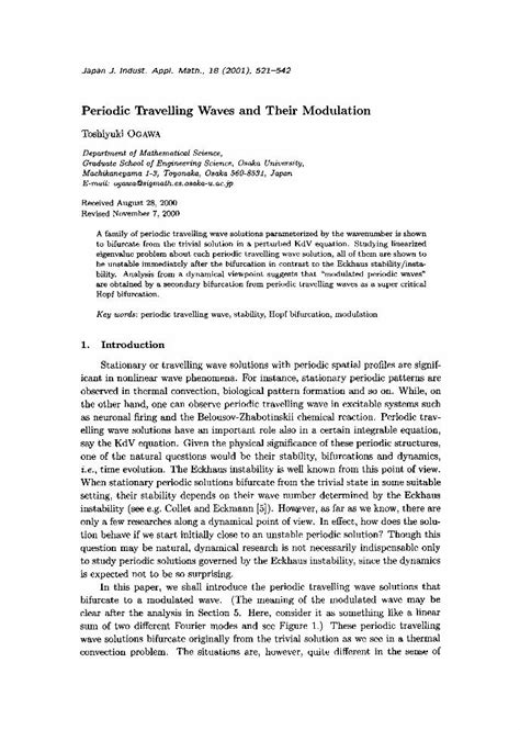 Pdf Periodic Travelling Waves And Their Modulation Dokumentips