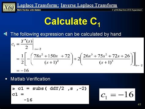 Math Review With Matlab Laplace Transform Calculating The