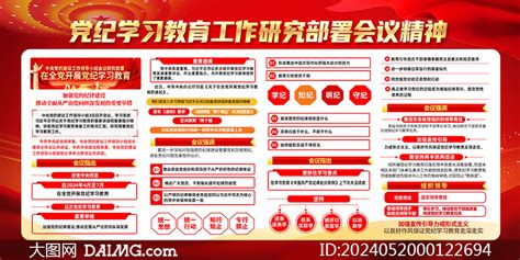 红色大气2024年党纪学习教育展板psd素材大图网图片素材