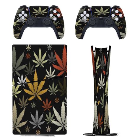 Weed Multicolored Black Background Ps5 Ps5 Pro Ps5 Slim Digital Disc Skin Sticker For Console
