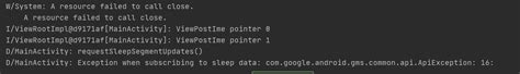Android Sleep Api Exception Google Android Gms Common Api Apiexception Stack Overflow