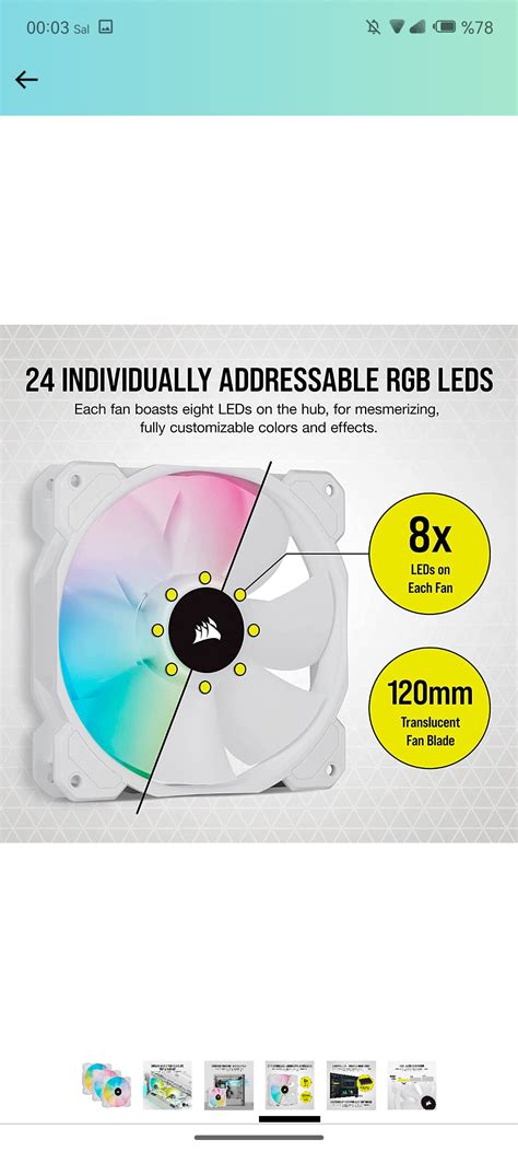 Corsair iCUE SP RGB ELITE Performance PWM fan iCUE Lighting Node ile beyaz mm lü