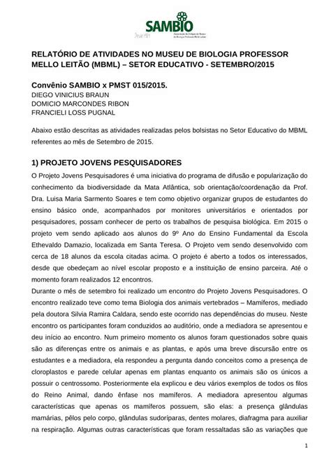 pdf relatÓrio de atividades no museu de biologia … br